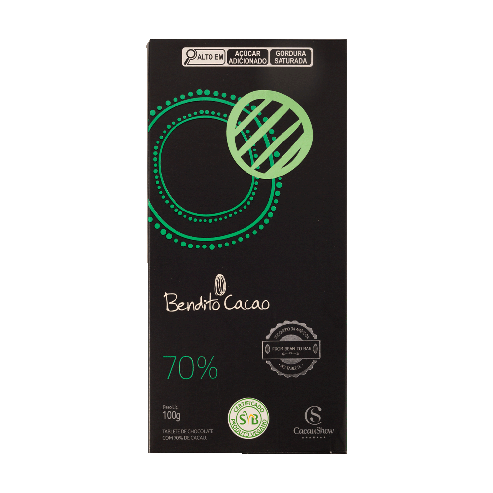 TABLETE BENDITO CACAO 70% CACAU 100G | Loja Cacau Show